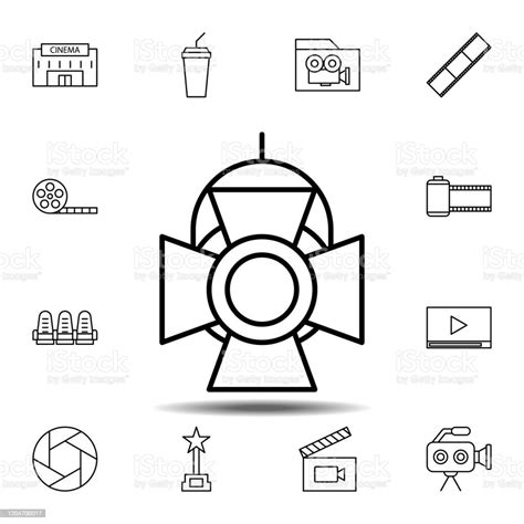 스포트라이트 시네마 아이콘 Ui 및 Ux 웹 사이트 또는 모바일 응용 프로그램에 대해 설정된 시네마 아이콘의 간단한 씬 라인