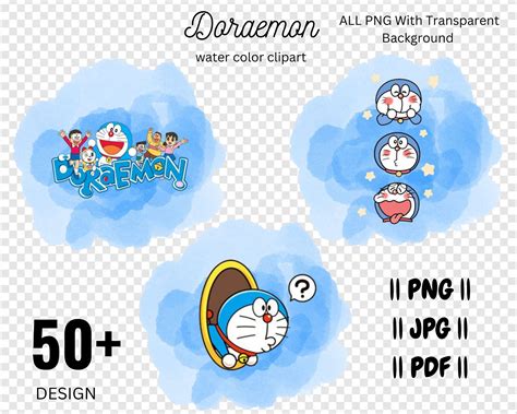 Doraemon Water Color Clipart Cut File Cricut Cutting File Etsy