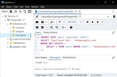 Postgresql Insert Row If Not Exists In Table