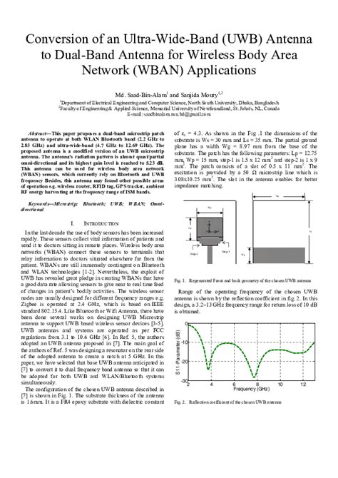 Pdf Conversion Of An Ultra Wide Band Uwb Antenna To Dual Band Antenna For Wireless Body Area