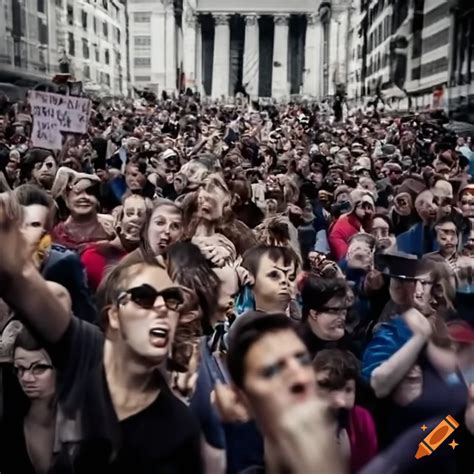 Angry Crowd Protesting Signs Anger Mob Mentality Photo Realistic
