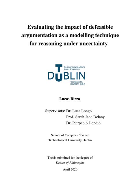 Pdf Evaluating The Impact Of Defeasible Argumentation As A Modelling Technique For Reasoning