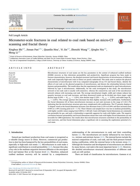 Pdf Micrometer Scale Fractures In Coal Related To Coal Rank Based On
