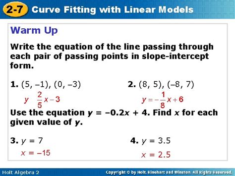 Curve Fitting With Linear Models Warm