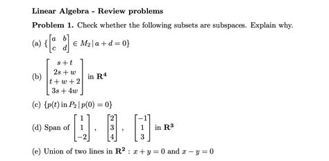 Solved Linear Algebra Review Problems Problem Check Chegg