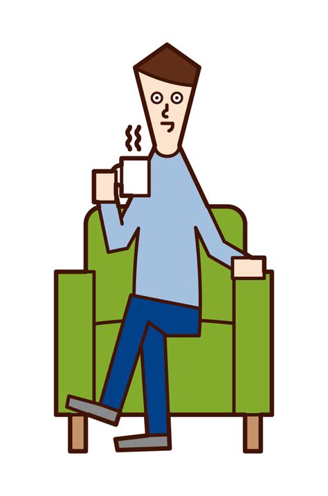 커피를 마시는 남자의 일러스트 무료 일러스트 소재집 Kukukeke