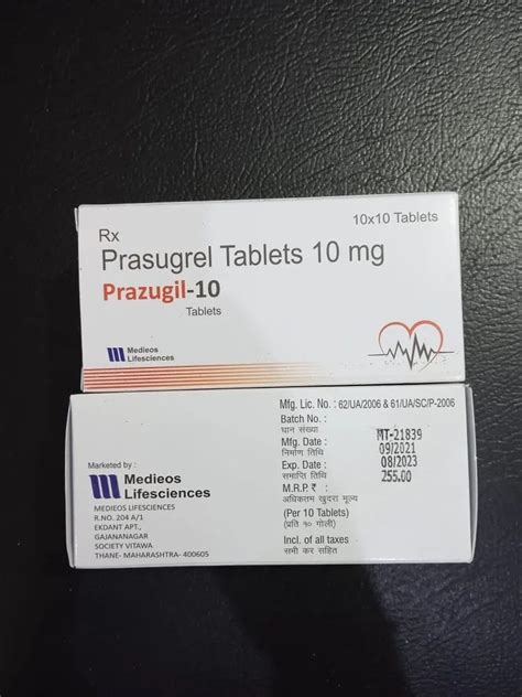Prasugrel Tablets 10 Mg At ₹ 255 Box Cardiology In Jaipur Id 26429369855