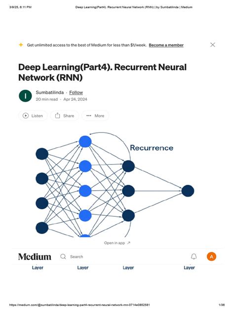 Deep Learning Part4 Recurrent Neural Network Rnn By Sumbatilinda Medium Pdf Deep