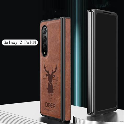 Samsung Galaxy Z Fold 4 Case Cover Leather Hinge Protection Deer Design