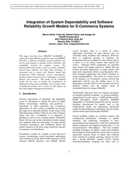 Pdf Integration Of System Dependability And Software Reliability