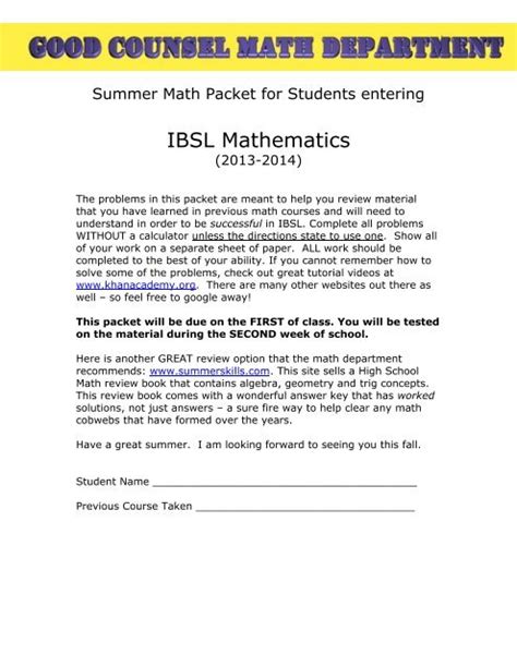 Ib Math Sl