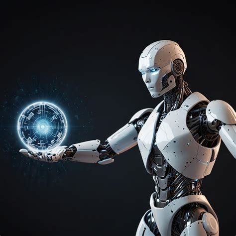 Robots With Digital Data Using Artificial Intelligence Premium Ai Generated Image