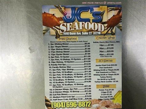 Online Menu Of Jcs Fresh Seafood Restaurant Jacksonville Florida