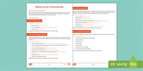 Blanks Levels Of Questioning Adult Guidance Teacher Made