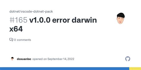 V1 0 0 Error Darwin X64 Issue 165 Dotnet Vscode Dotnet Pack GitHub