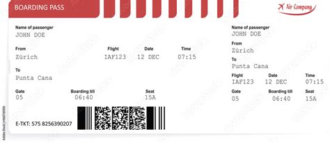 Red Vector Airline Passenger And Baggage Boarding Pass Ticket Stock
