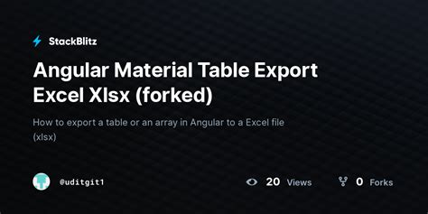 Angular Material Table Export Excel Xlsx Forked Stackblitz