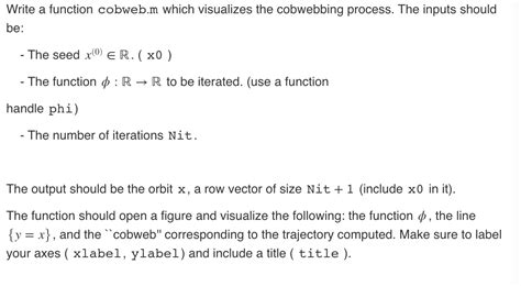 ii write a function cobweb m which visualizes the
