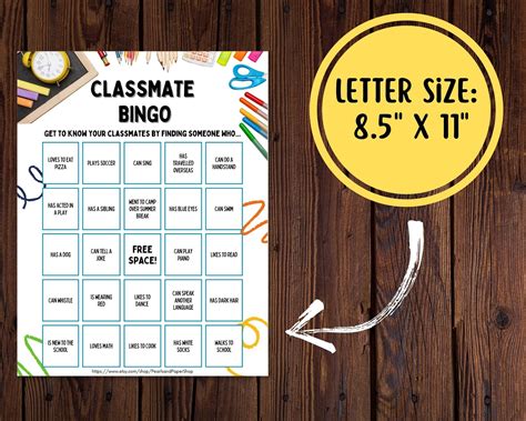 Classmate Bingo Game School Bingo Game Printable Bingo Game Back