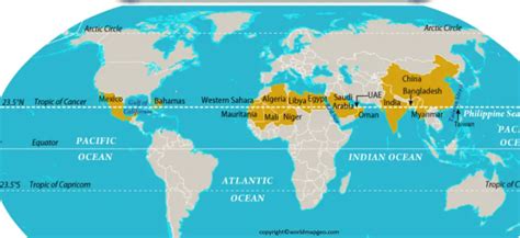 World Map Tropic Of Cancer