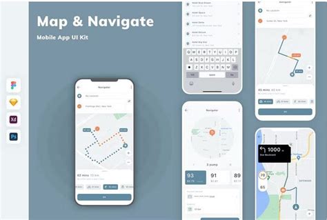 Map And Navigate Mobile App Ui Kit