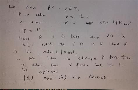 [solved] The Ideal Gas Equation Is Pv Nrt Where P Is Pressure V Is Course Hero