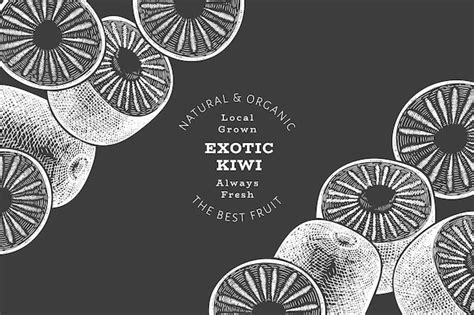 손으로 그린 스케치 스타일 키위 프리미엄 벡터