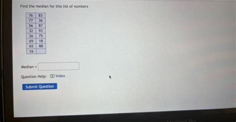 Solved Find The Median For This List Of Numbers Median