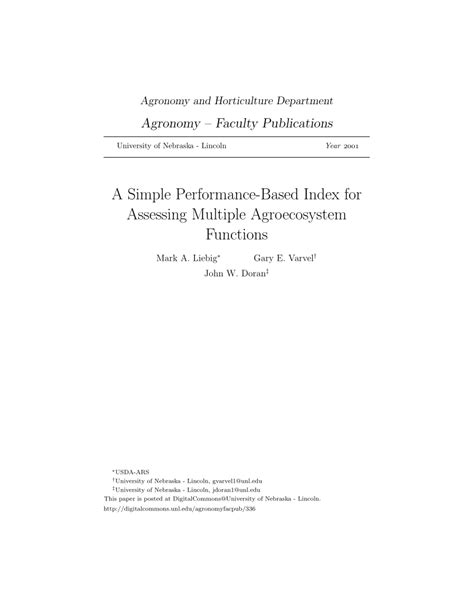 Pdf A Simple Performance Based Index For Assessing Multiple