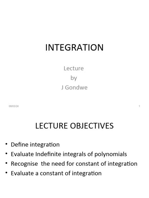 1integration Intro Pdf Integral Derivative