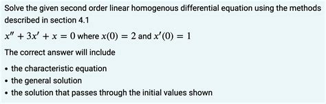 Solved Solve The Given Second Order Linear Homogenous