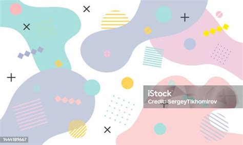 추상 복고풍 배경 흰색 배경에 유체 모양과 다른 그림 복고풍 8090년대 스타일의 기하학적 모양에서 화려한 패턴 0명에 대한 스톡 벡터 아트 및 기타 이미지 Istock