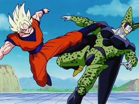 Goku Super Saiyan Vs Cell Perfect Universal Dragon Ball Wiki