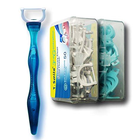 T Smile 3rd Generation Dental Flosser 1 Handle 50 Soft Silky Ribbon Floss Heads 50 Extra