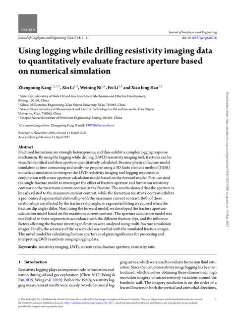 Pdf Using Logging While Drilling Resistivity Imaging Data To