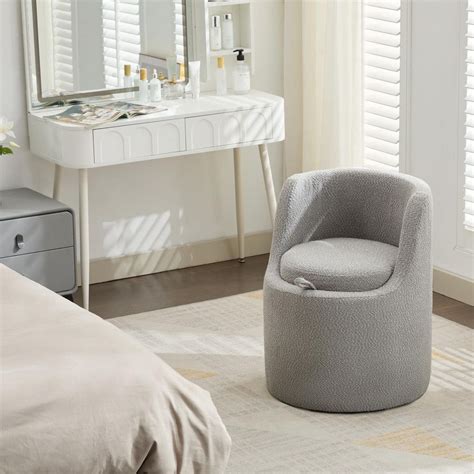 Jearey Elegant 1 Piece Gray Makeup Vanity Stool With Storage Bhhzd Gray The Home Depot