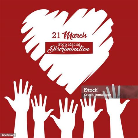 손 실루엣과 마음으로 인종차별 국제 데이 포스터를 중지 3월에 대한 스톡 벡터 아트 및 기타 이미지 3월 공휴일 군중 Istock