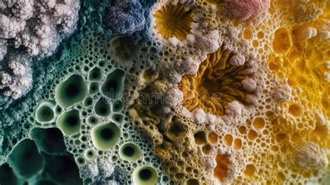 This Colorful Microscopic View Showcases Complex Cells And Biological Structures Revealing