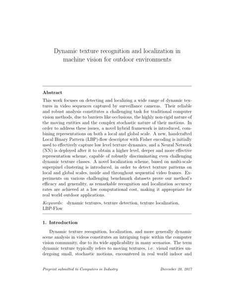 Pdf Dynamic Texture Recognition And Localization In Machine Vision For Outdoor Environments