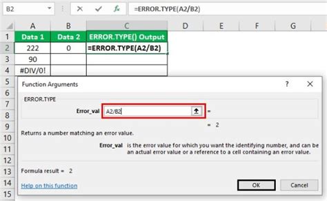 error type function in excel codes examples how to use