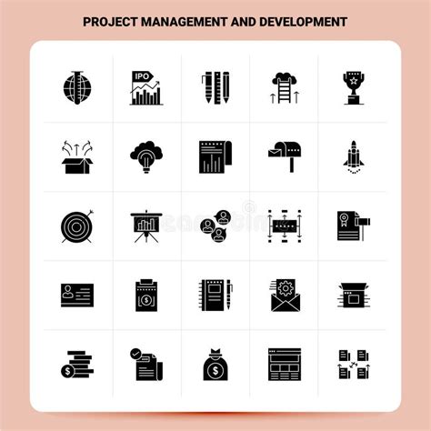 Solid 25 Project Management And Development Icon Set Vector Glyph Style Design Black Icons Set