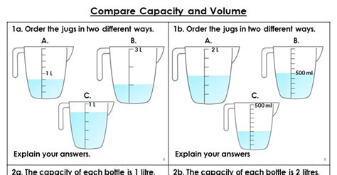 compare capacity and volume reasoning and problem solving classroom