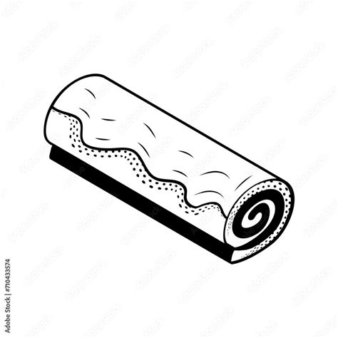Swiss Roll Side View Isometric Concept Jelly Roll Cake Hand Drawn