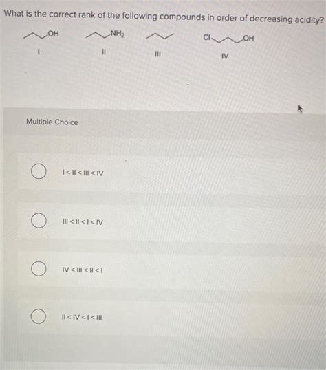 Solved What Is The Correct Rank Of The Following Compounds