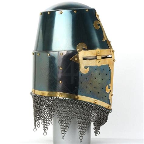 Medieval Crusader Chainmail Black Helmet Templar Knight Black Etsy