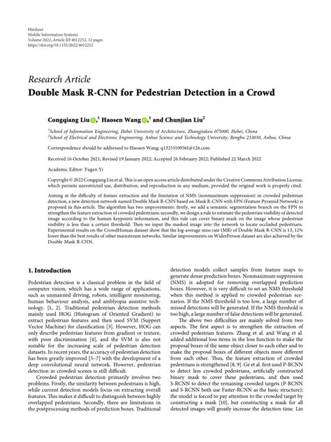 Pdf Double Mask R Cnn For Pedestrian Detection In A Crowd