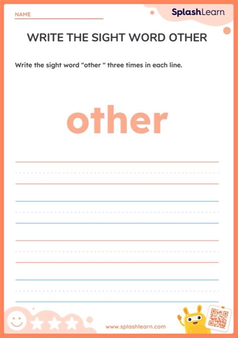 Write The Sight Word Other — Printable Ela Worksheet