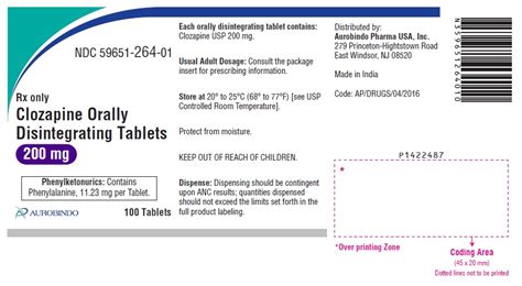 Clozapine Orally Disintegrating Tablet Package Insert Prescribing Info