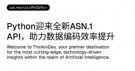 Python迎来全新asn1 Api，助力数据编码效率提升 — 漫话开发者 Uwlme