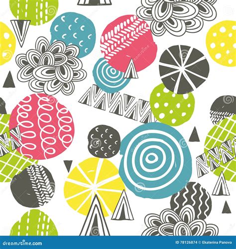 Seamless Pattern With Bright Abstract Shapes Stock Vector Illustration Of Cloud Backdrop